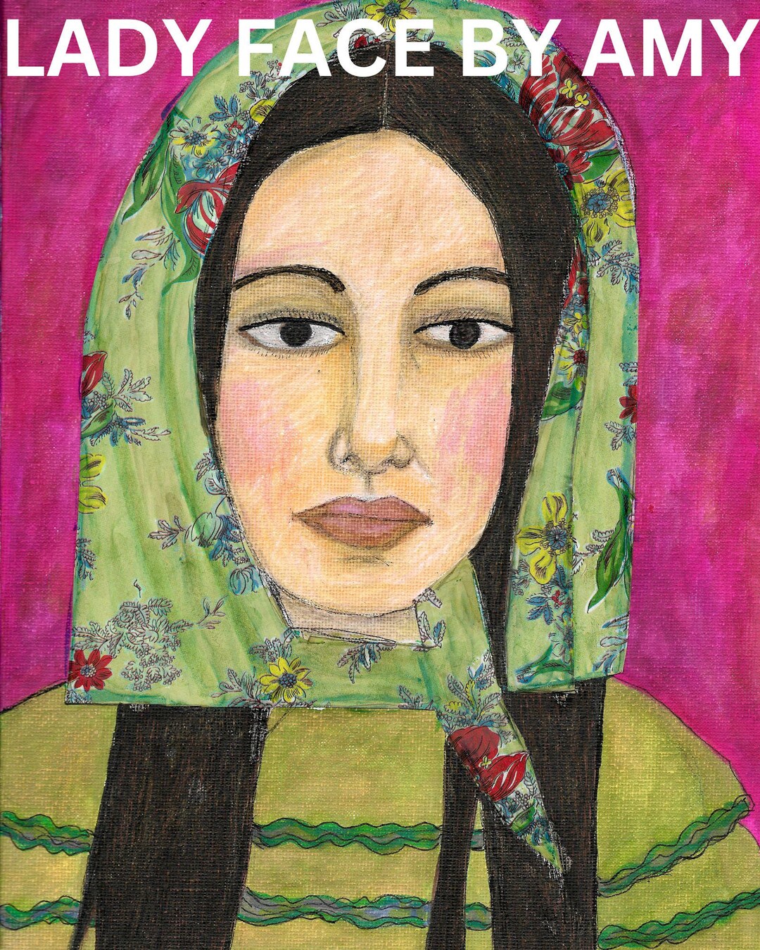 Lucia; Art Print of Female Portrait - Mixed Media Wall Art - Etsy