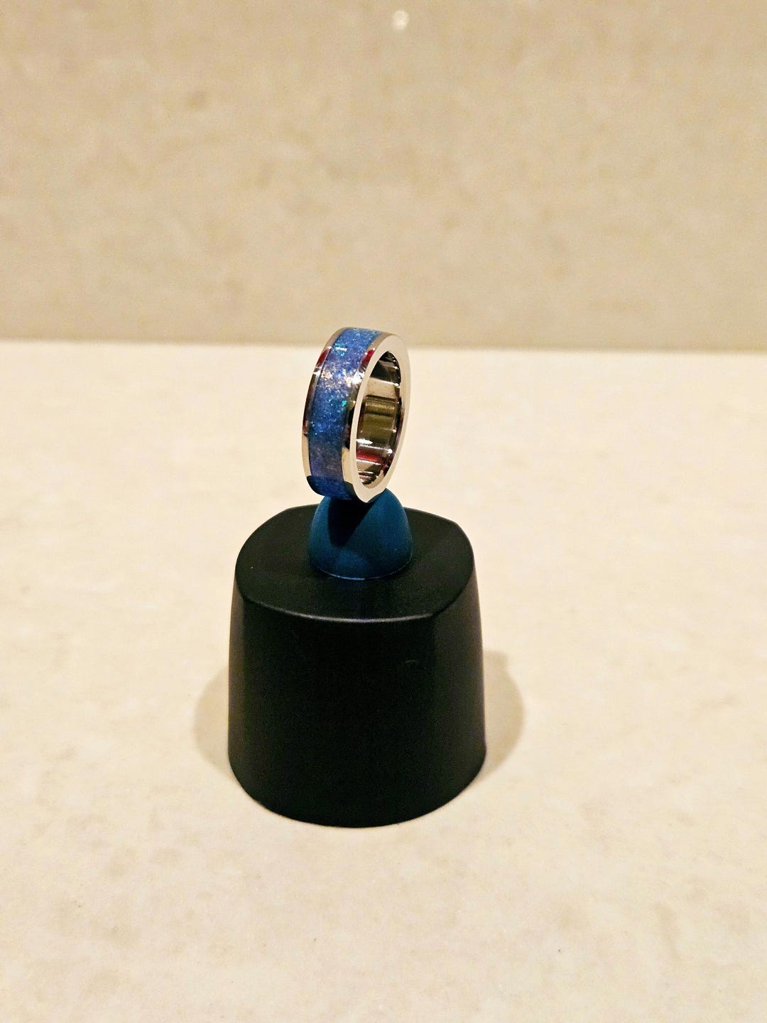 Ocean Blue Opal Inlay Ring, Stainless Steel, Handmade Ring, Opals ...