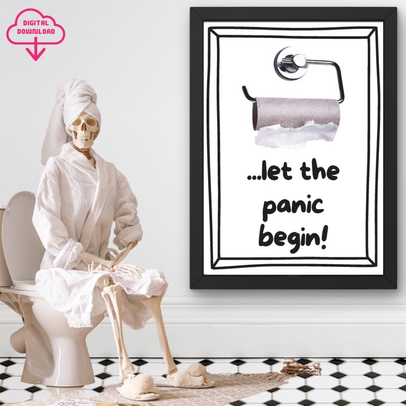 Funny Bathroom Wall Art Printable Aesthetic Trendy Toilet Restroom Decor Digital Print Download ...