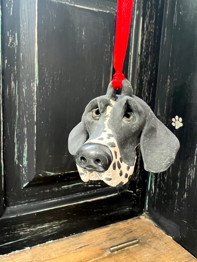 English Pointer Dog Handmade Ceramic Dog Head Sculpture Tree Hanging ...