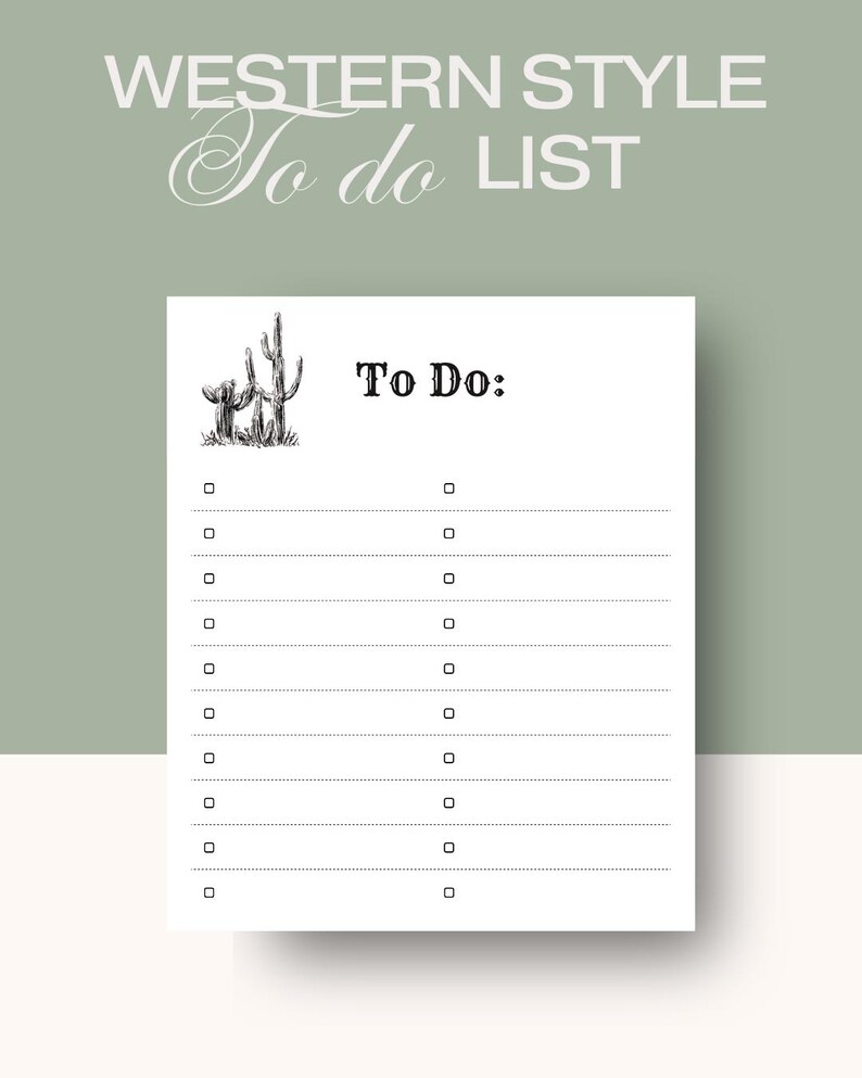 Western To-do List Printable PDF – Cowboy Theme Daily Checklist ...