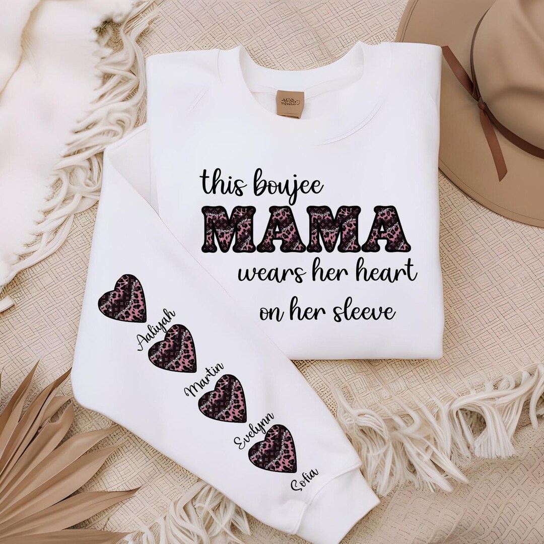 This Boujee Mama Wears Her Hearts on Her Sleeve Pink Black Leopard ...