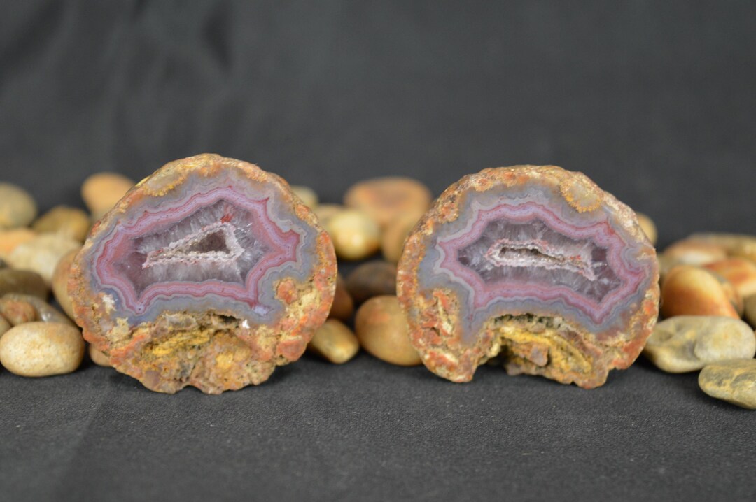 Stunning Snowball Agate Specimen Pair Polished Nodule Raw Rough Geode ...