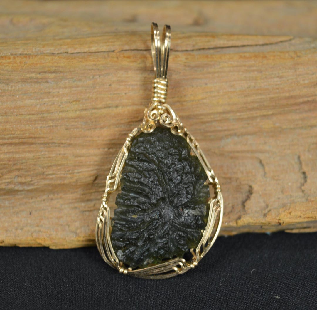 Magical Moldavite Pendant 14k Gold Filled Wire Wrapped Chakra ...