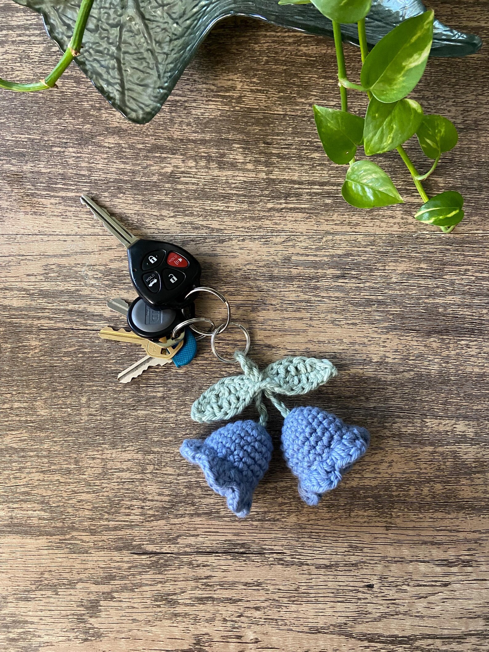 Handmade Crochet Blue Flower Keychain: Cotton Yarn Gift - Etsy