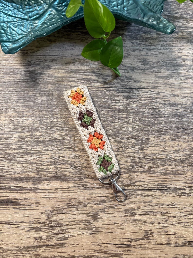 70’s Inspired Colorful Granny Square Keychain Wristlet - Handmade ...