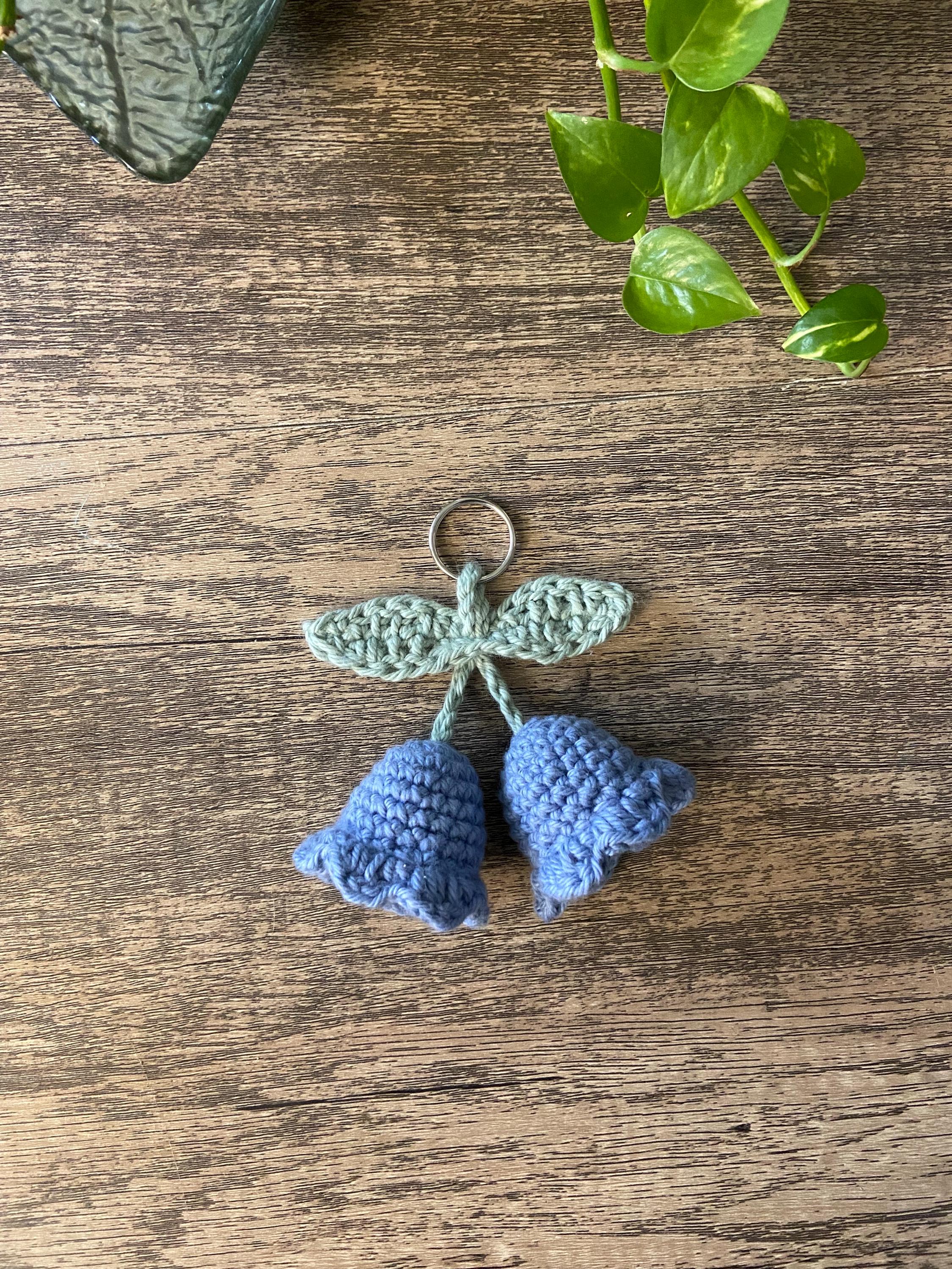 Handmade Crochet Blue Flower Keychain: Cotton Yarn Gift - Etsy