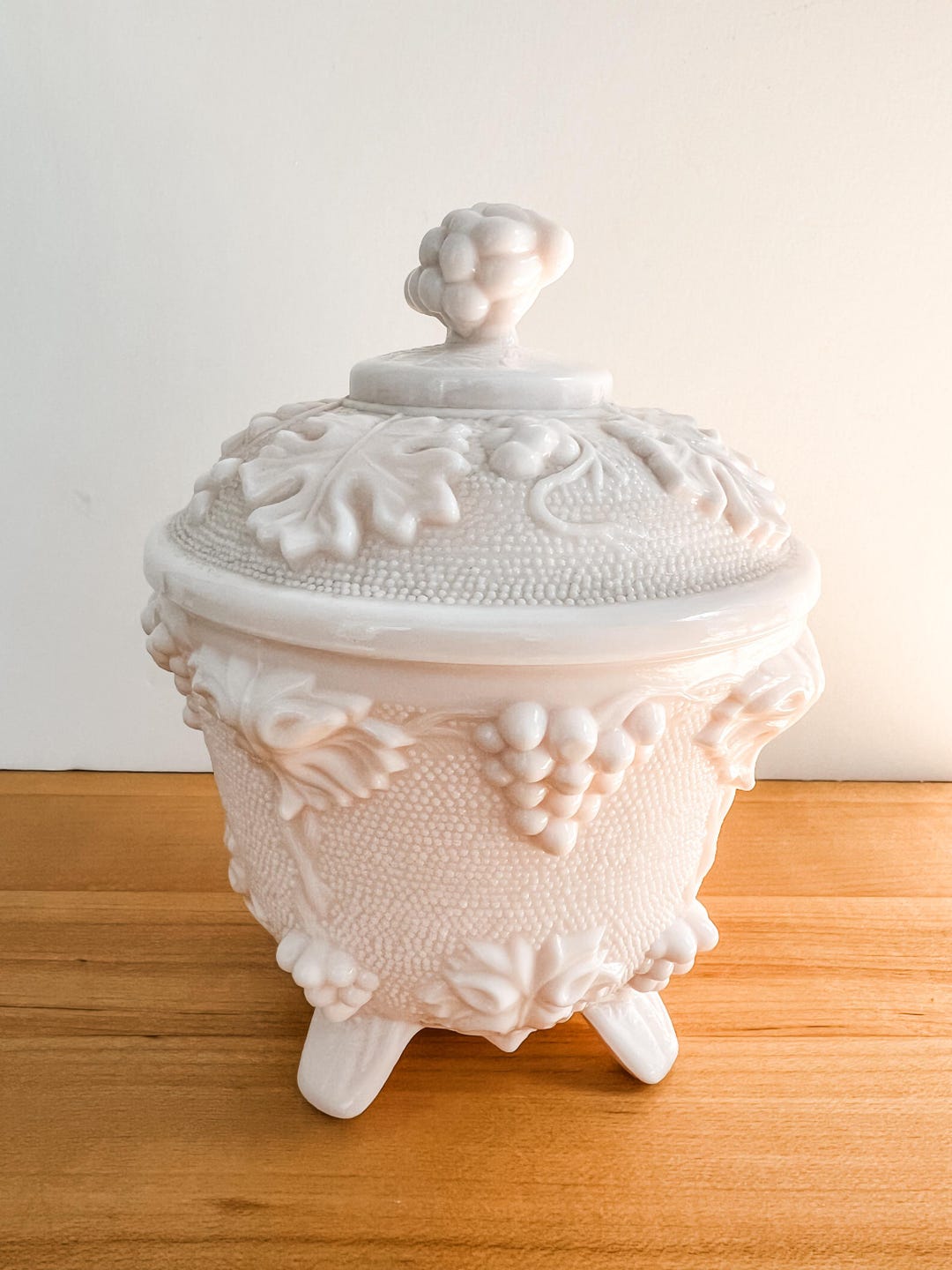 Vintage Jeanette Glass Pink Milk Glass Lidded Bowl - Etsy