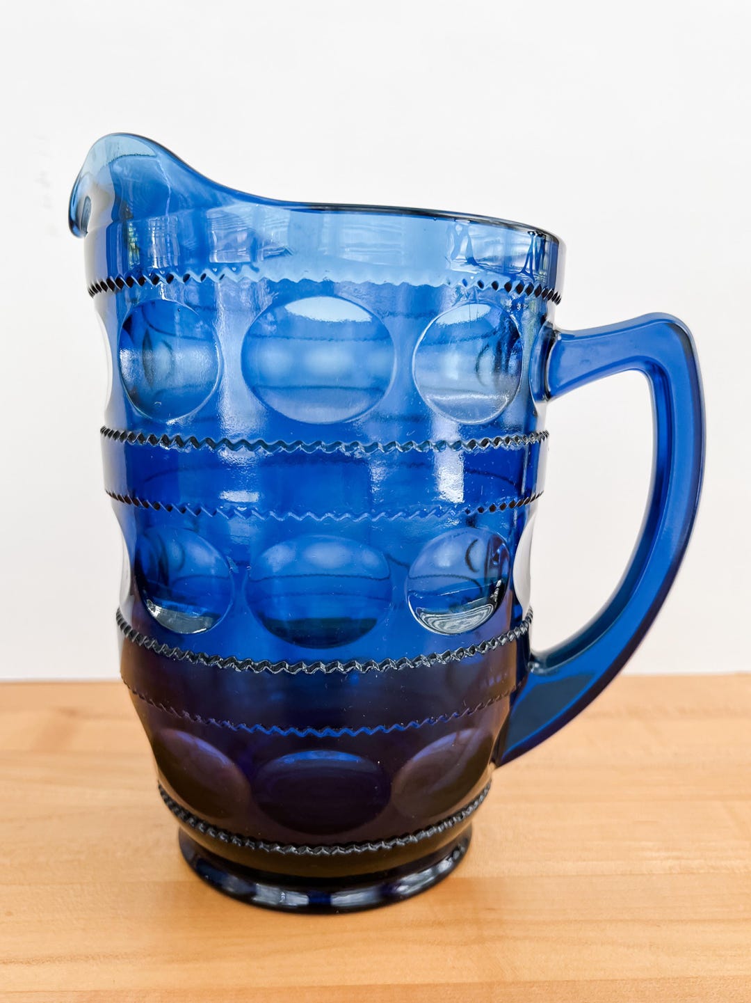 Vintage Indiana Glass TIARA Crown Blue Cobalt Pitcher - Etsy