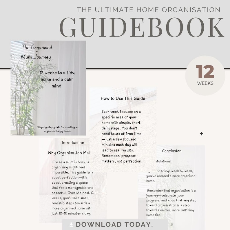 The Organised Mum Journey. 12 Week Home Organisation Guide. (written in ...