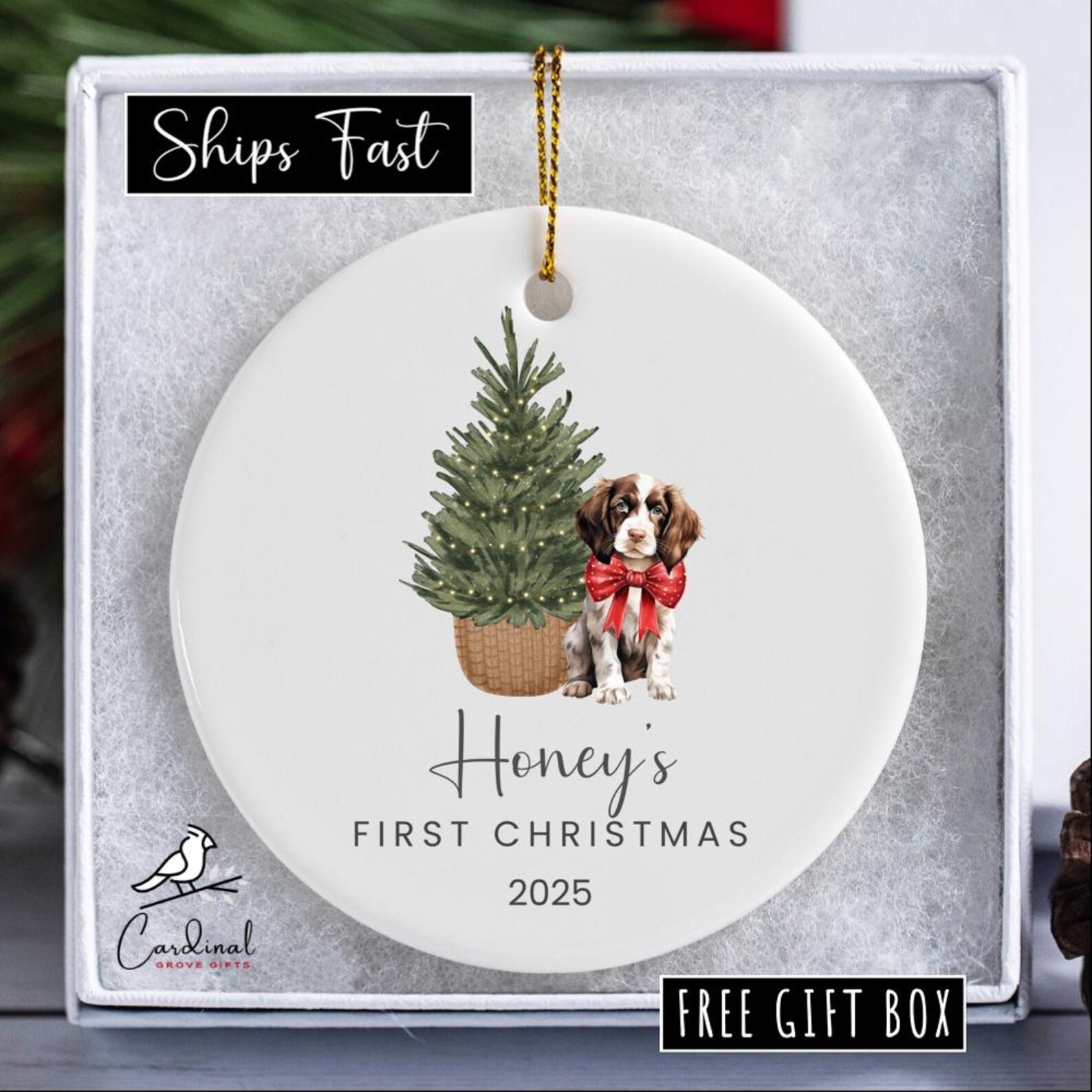 Personalized Puppy's First Christmas Ornament: English Springer Spaniel ...