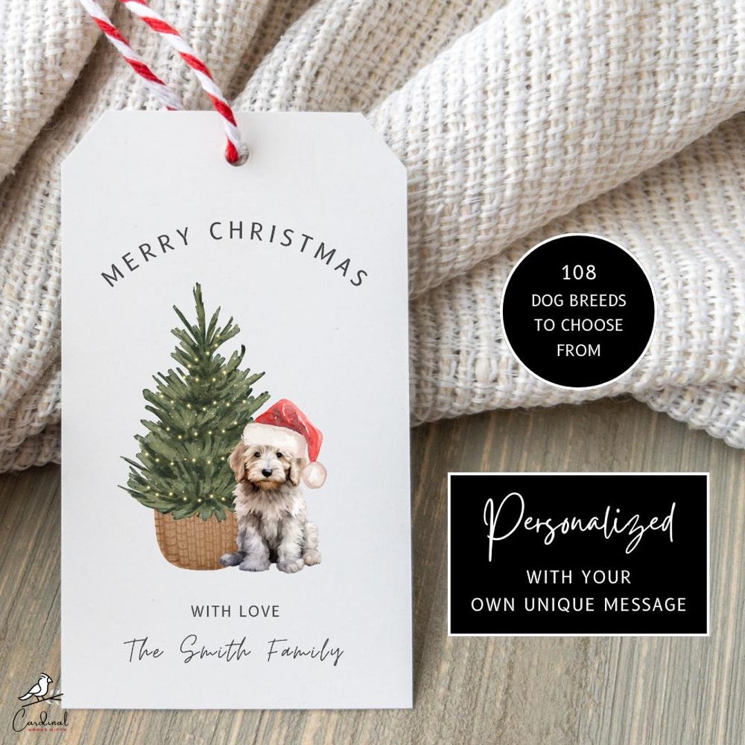 Personalized Puppy's Christmas Gift Tags, Printable Gift Tags, Multiple ...