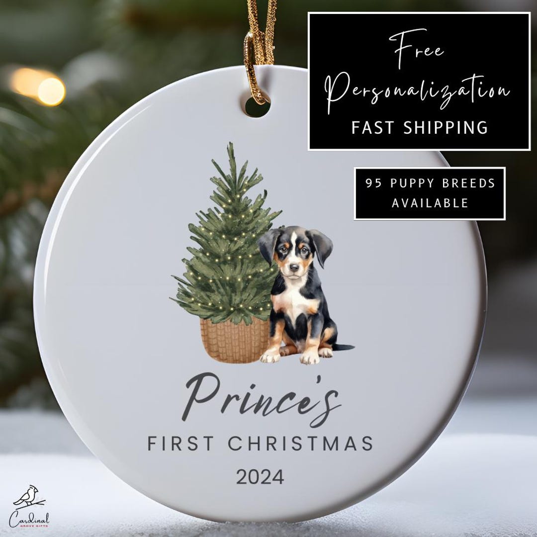 Personalized Puppy's First Christmas Ornament, Dog's 1st Xmas Bauble ...