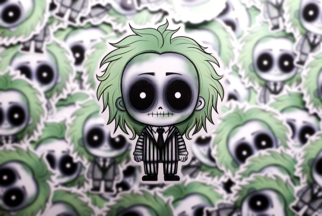 Chibi Beetlejuice Sticker | Cute Horror Sticker | Cute Laptop Sticker ...