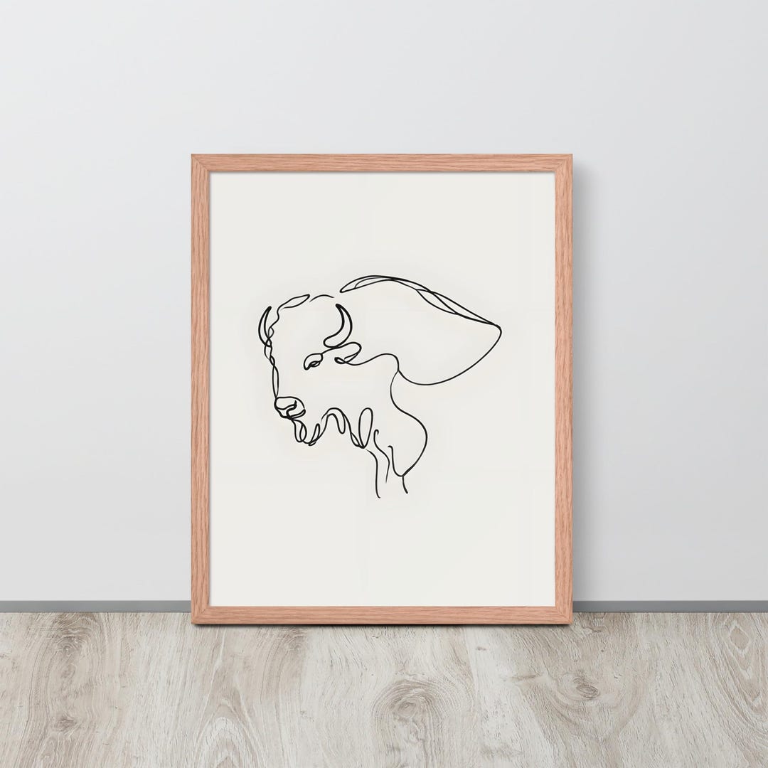 Buffalo Bison Line Drawing Poster, Wildlife Western Print, Modern ...