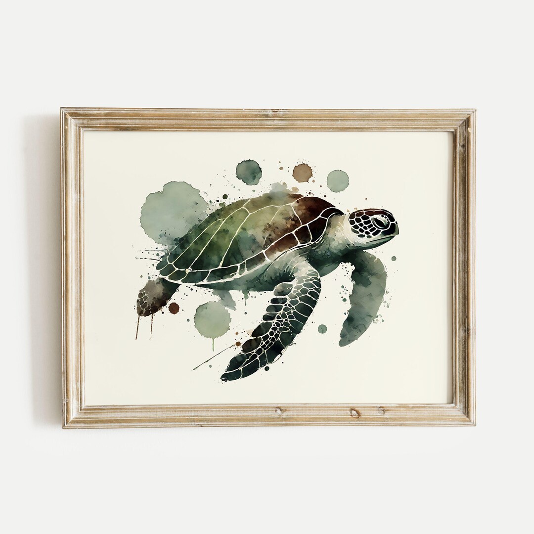 Sea Turtle Watercolor Acrylic Poster Print, Coastal Animal Wall Art ...