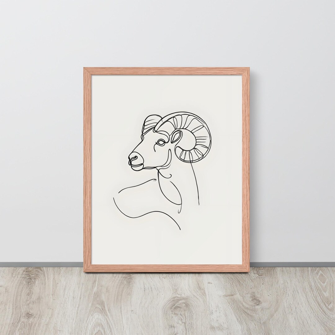 Bighorn Sheep Line Drawing Poster, Wildlife Western Print, Modern ...