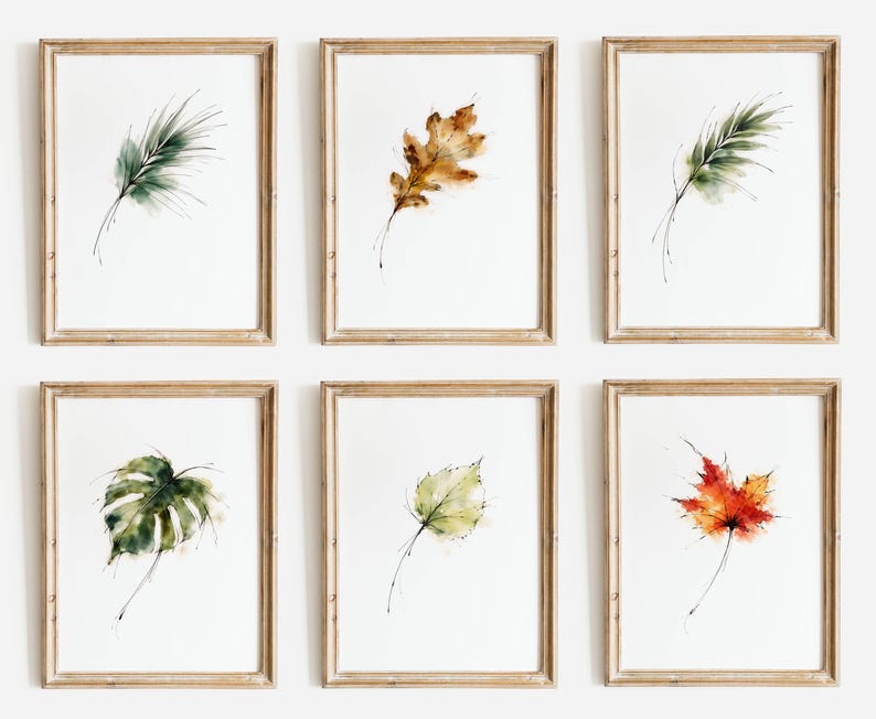 Aspen Leaf Ink and Watercolor Abstract Print, Minimalist Botanical Wall ...