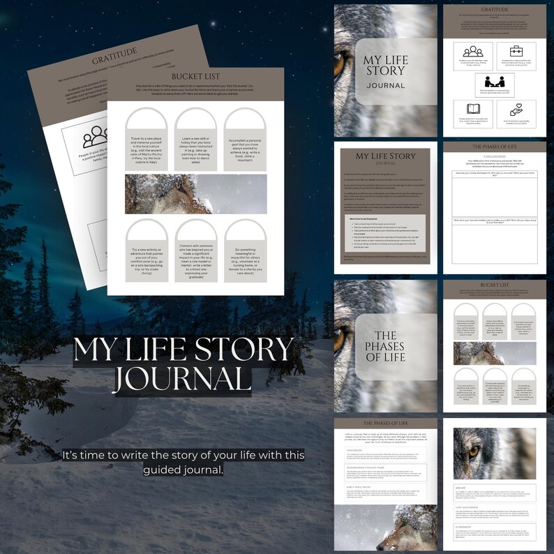 Life Story Journal Template Printable Memory Book Personal Reflection ...