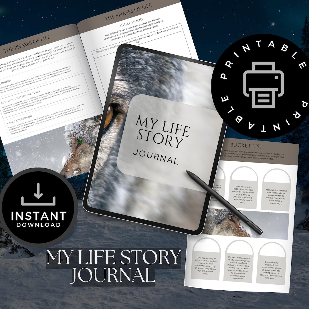 Life Story Journal Template Printable Memory Book Personal Reflection ...