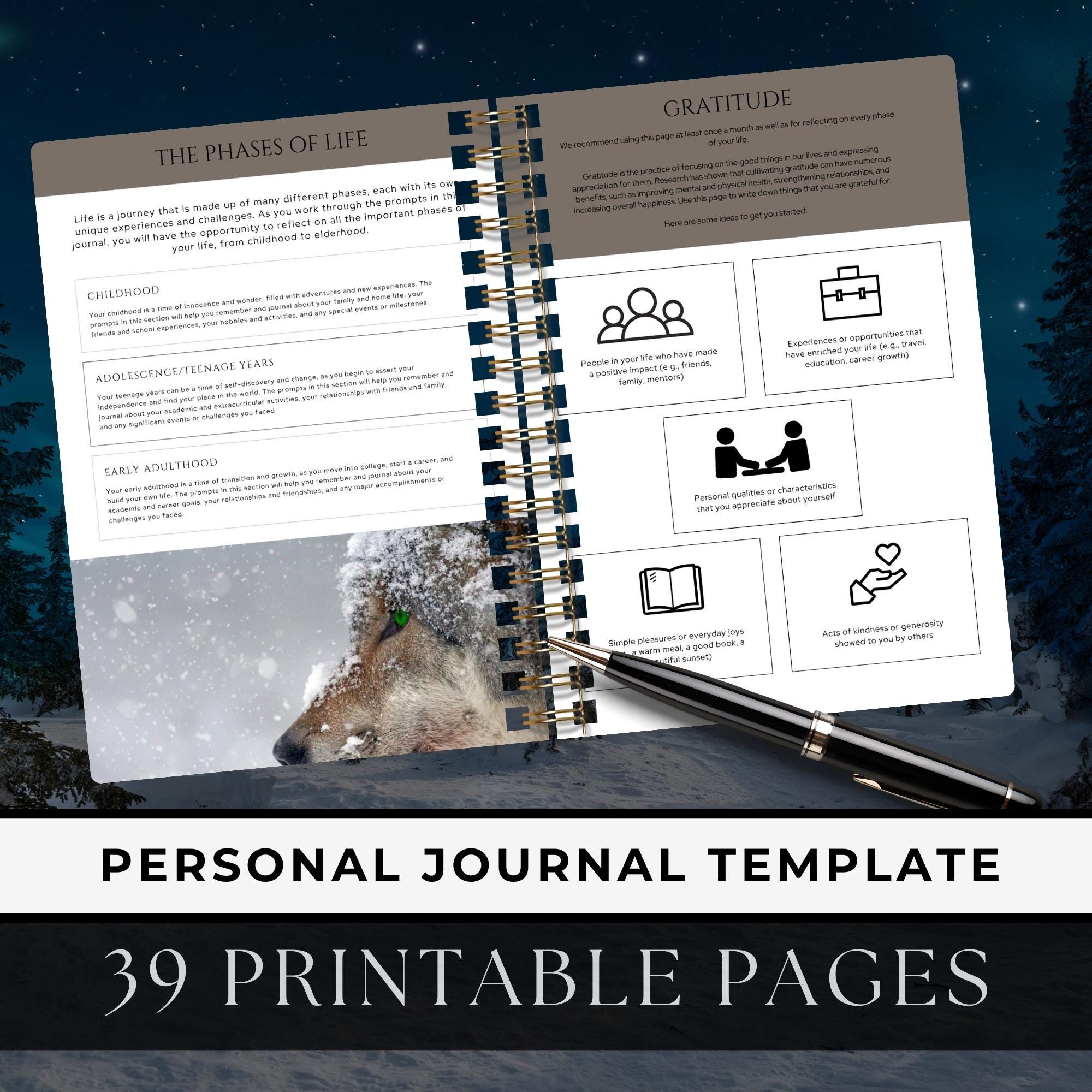 Life Story Journal Template Printable Memory Book Personal Reflection ...