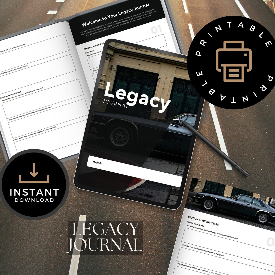 Legacy Journal Template Family History Keepsake Customizable Memory ...