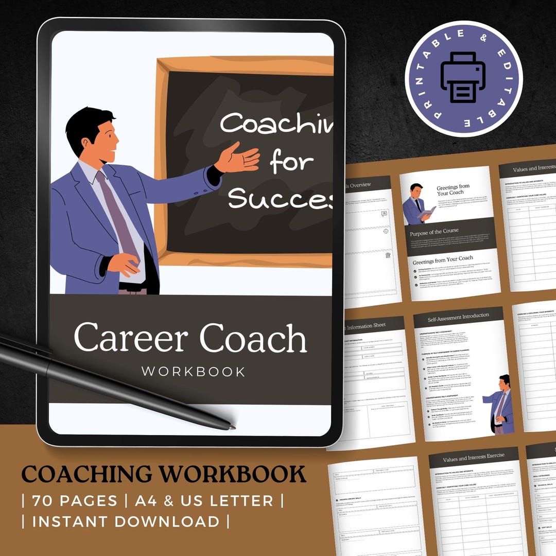 Career Coach Worksheets Growth Mindset Coaching Workbook Template Done ...