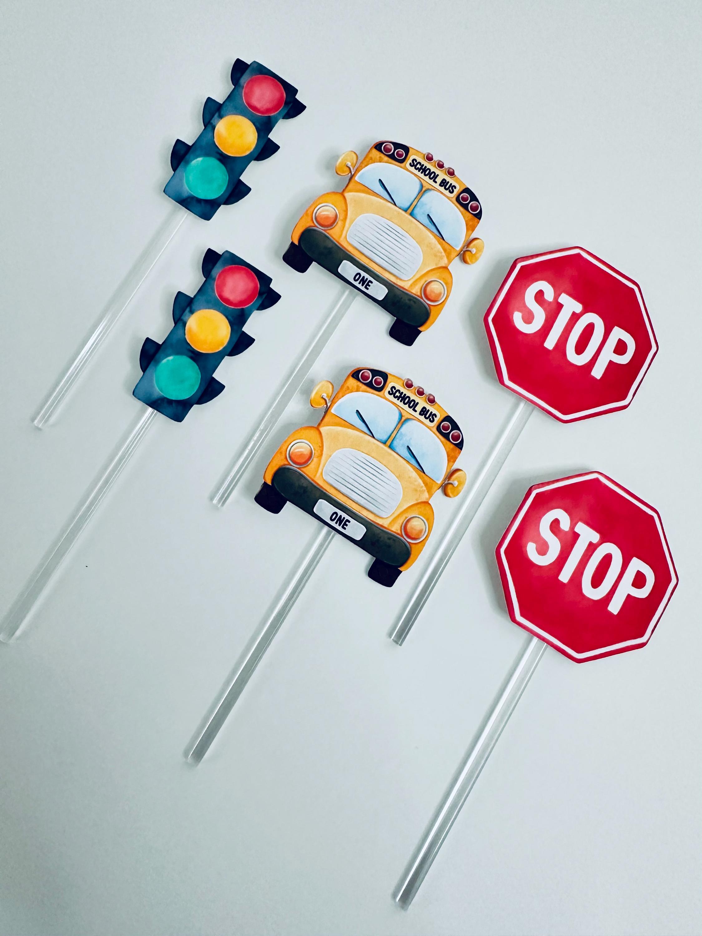 School Bus Cupcake Toppers / School Bus Party / School Bus Birthday ...