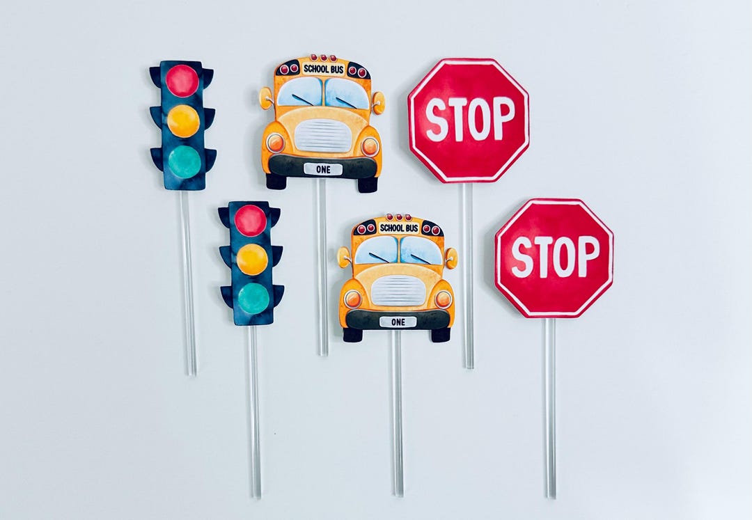 School Bus Cupcake Toppers / School Bus Party / School Bus Birthday ...
