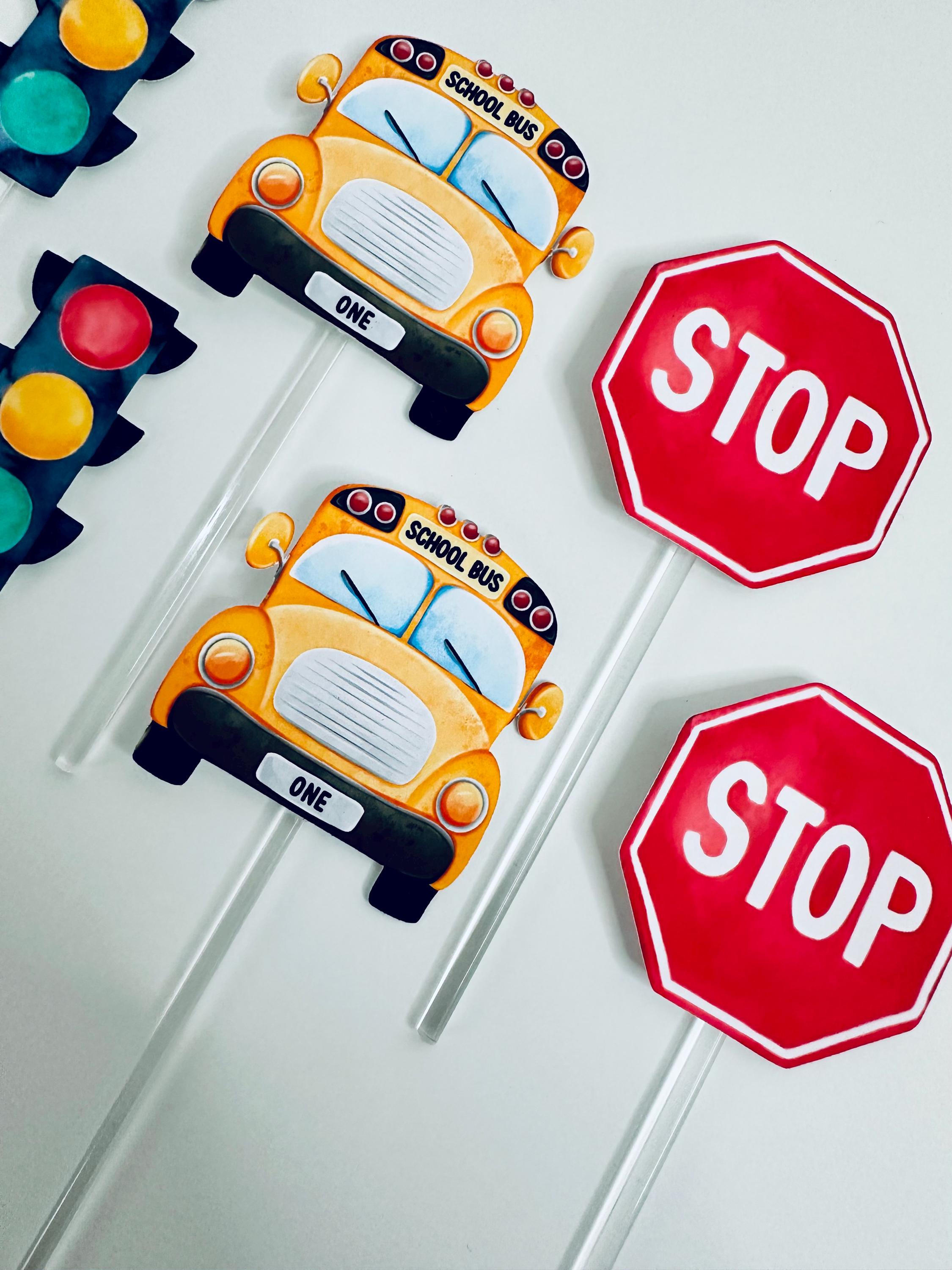 School Bus Cupcake Toppers / School Bus Party / School Bus Birthday ...