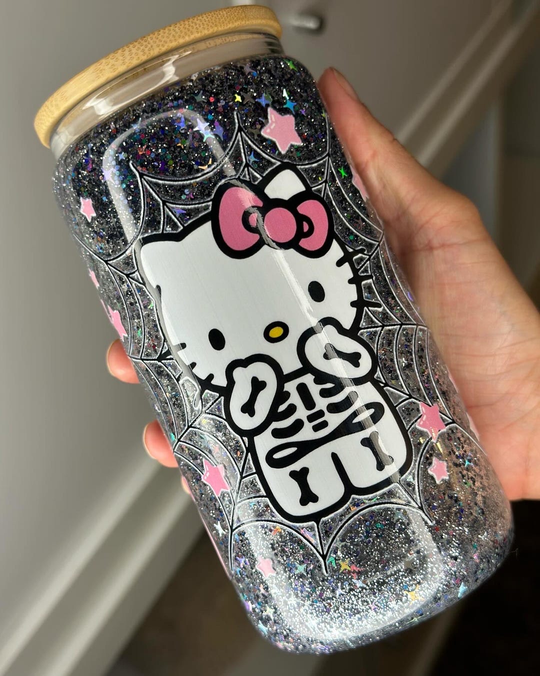 Hello Kitty Snow Globe 16oz Glass Sublimated Glass Cup Spooky Cup ...