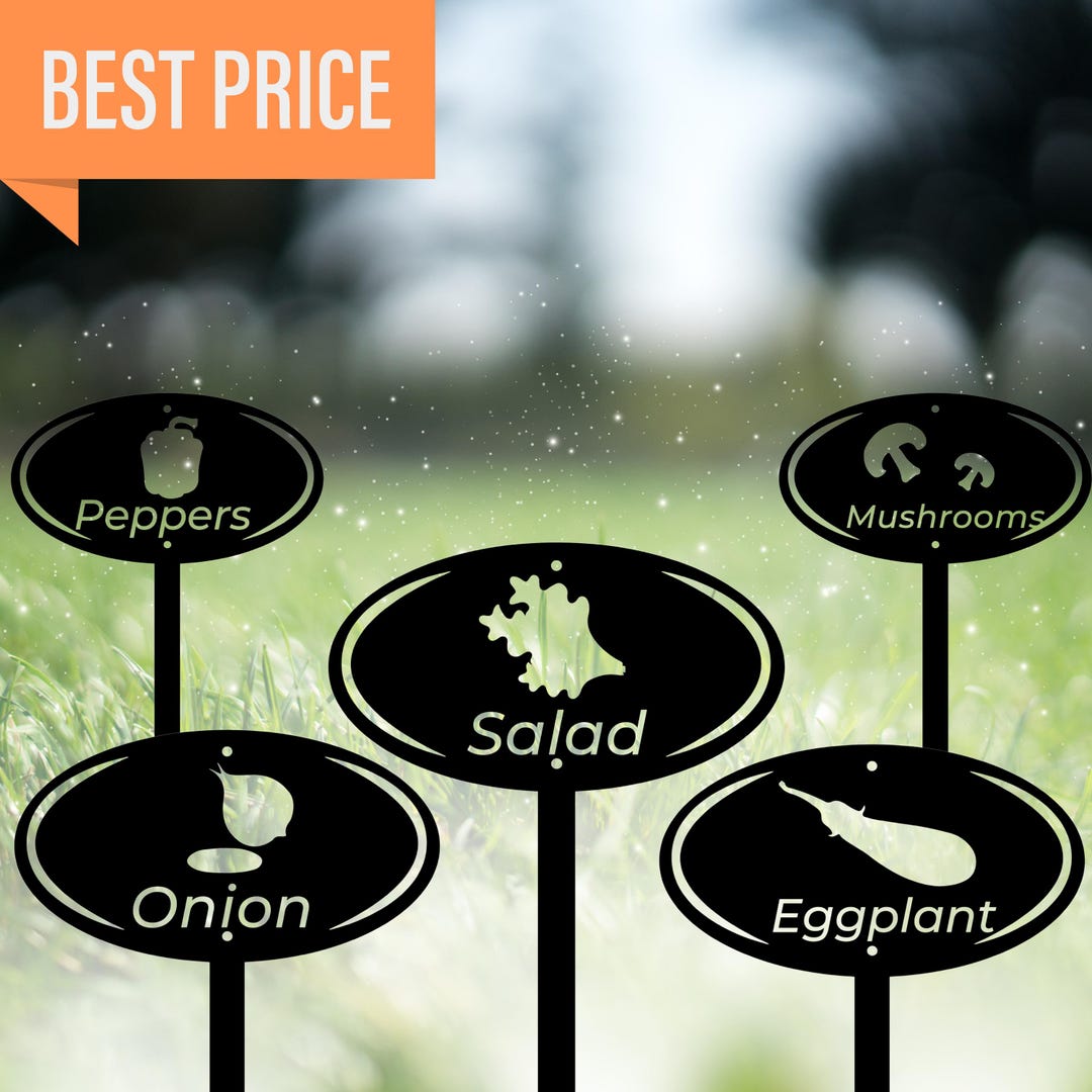 Metal Garden Signs Plant Markers Vegetable Herb Signs Outdoor Labels ...