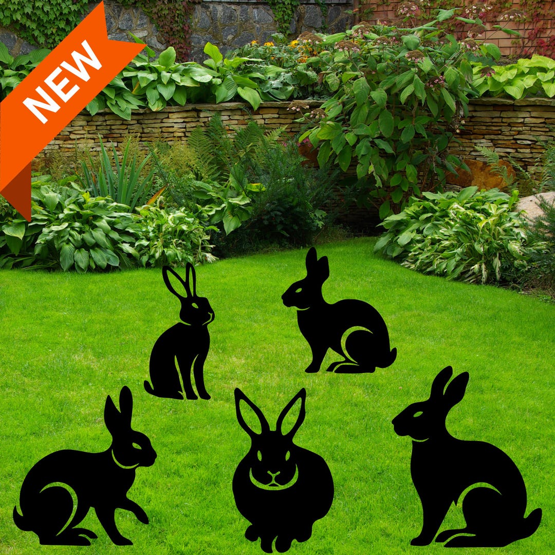 Animal Garden Marker Metal Rabbit Garden Sign Outdoor Bunny Yard ...