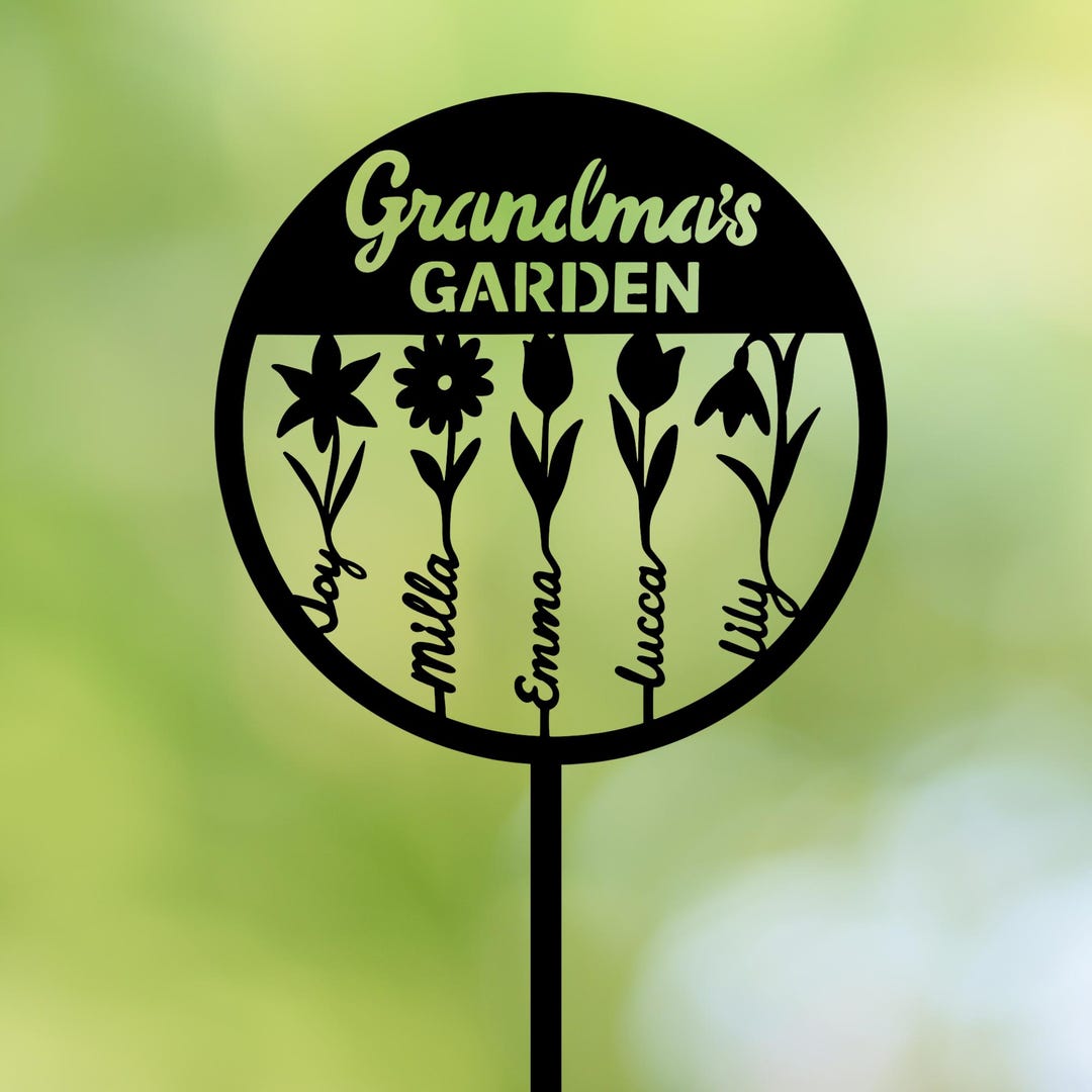 Personalized Birth Flower Garden Sign With Names Custom Yard Stake for ...