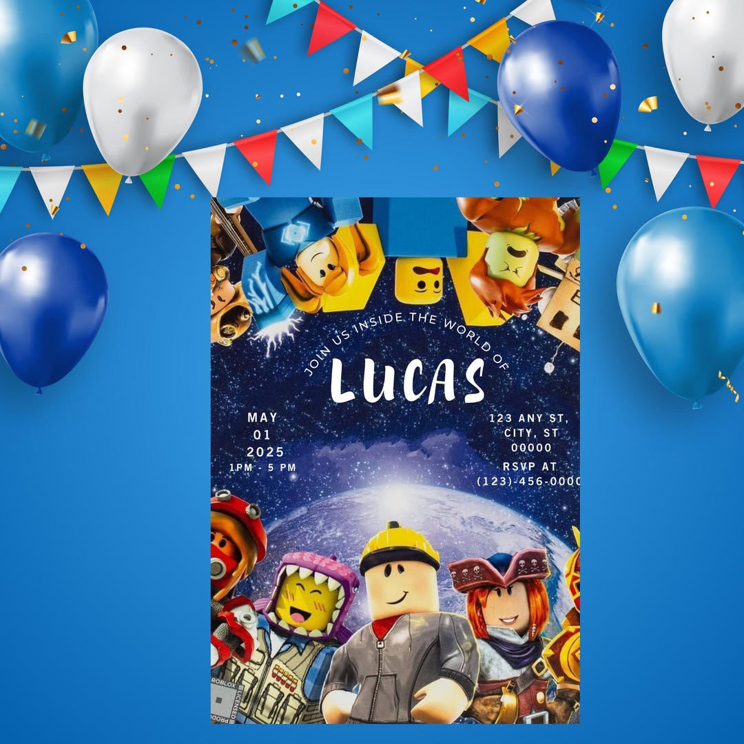 Roblox Birthday Invitation, Editable Birthday Party Invite, Digital ...