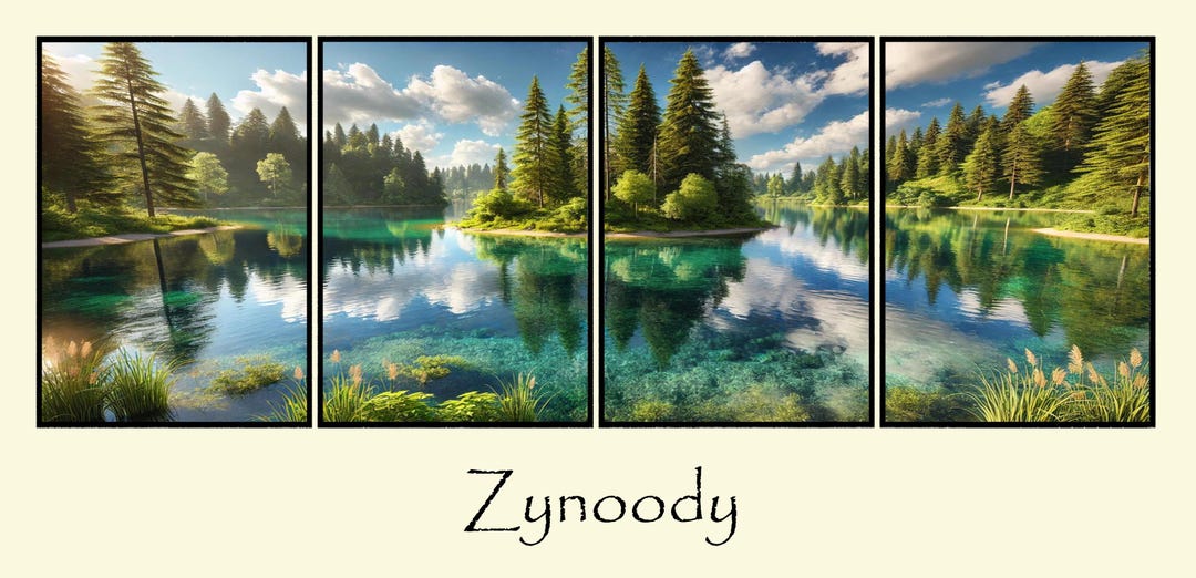 Set of Natural Landscape Posters – Lake and Forest – Panoramic Summer ...