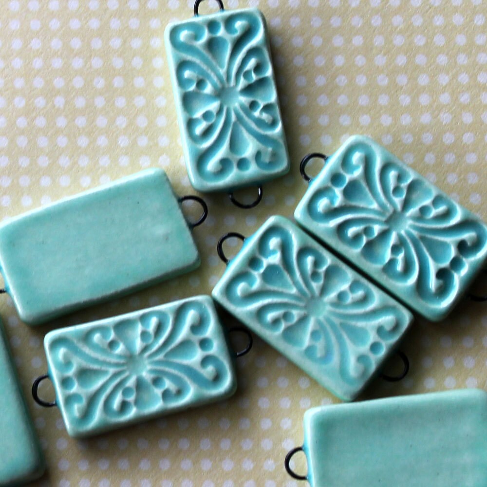 2 Aqua/light Turquoise Elegant Tile Connectors 1 to 1 Loop - Etsy