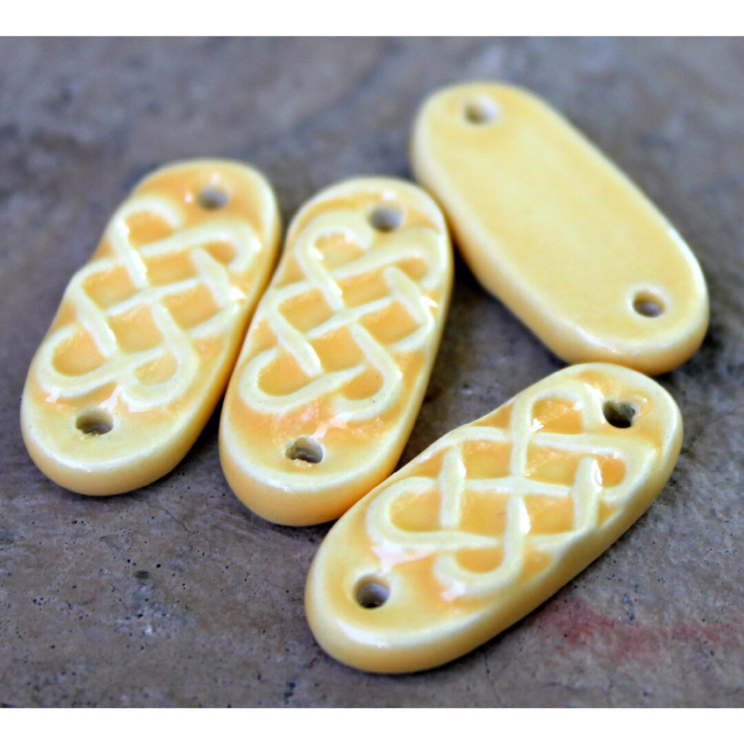Light Yellow Knots Ceramic Jewelry Connectors 2 Pc. - Etsy