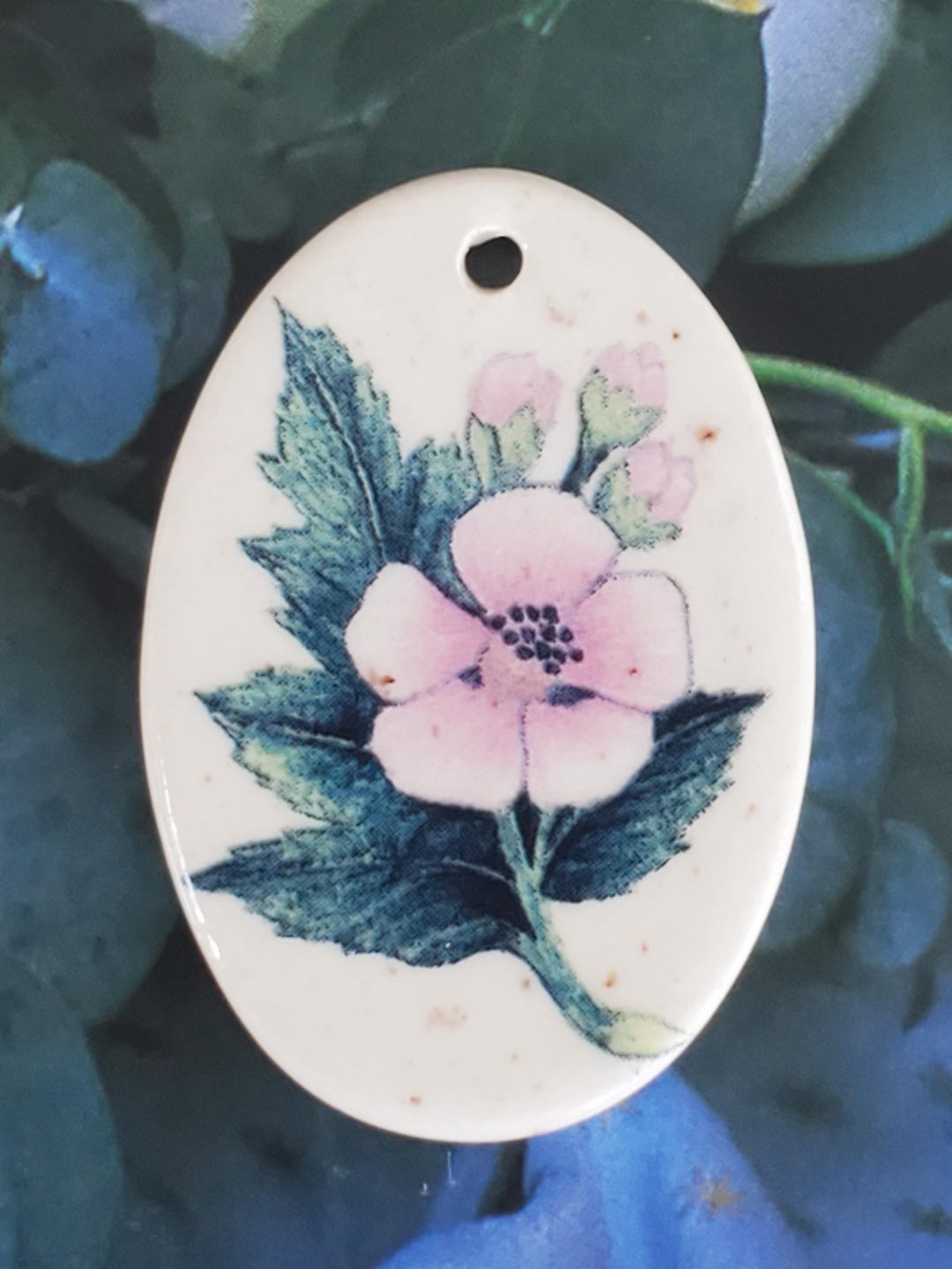 Pink Primrose Ceramic Handmade Large Focal Necklace Pendant for Jewelry ...