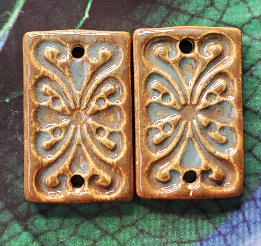 Rustic Brown and Teal Elegant Tile Connectors 2 Pc. 1 to 1 Loop ...