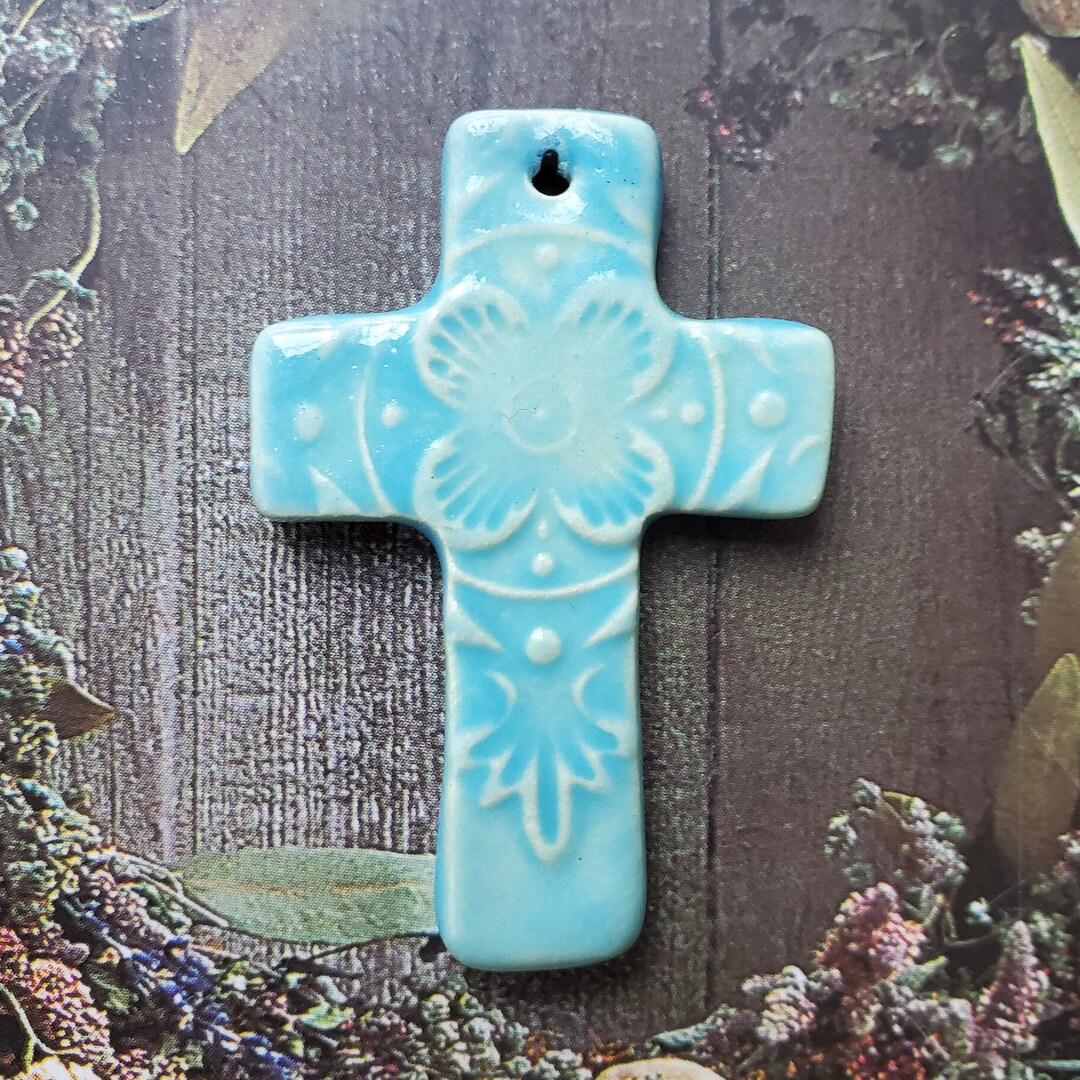 Light Blue Designs Cross Ceramic Cross Focal Pendant About - Etsy