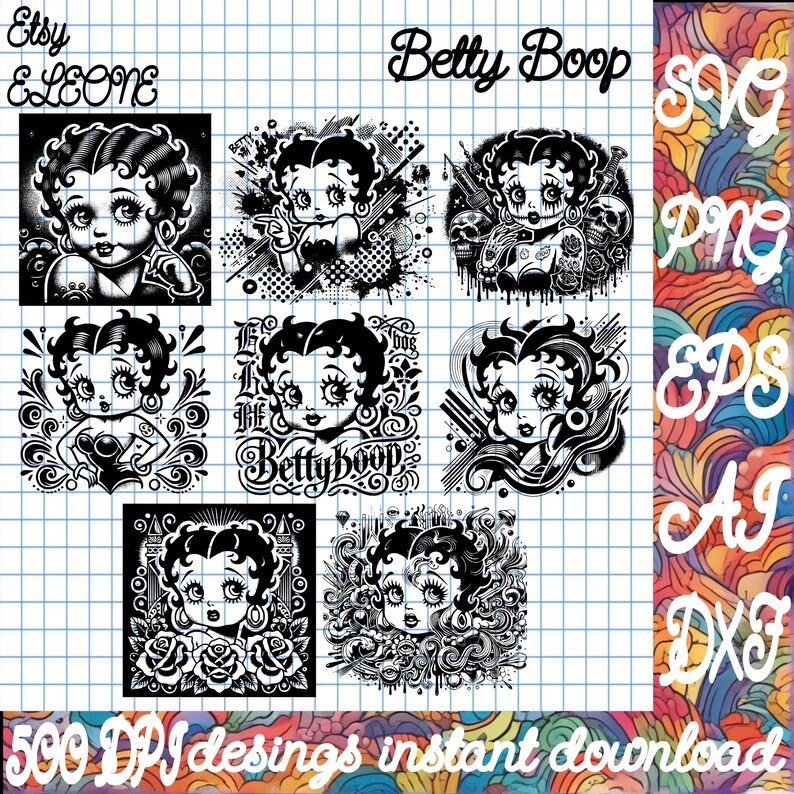 Betty Boop Tattoo Art Style SVG | Retro Tattoo-inspired Betty With ...