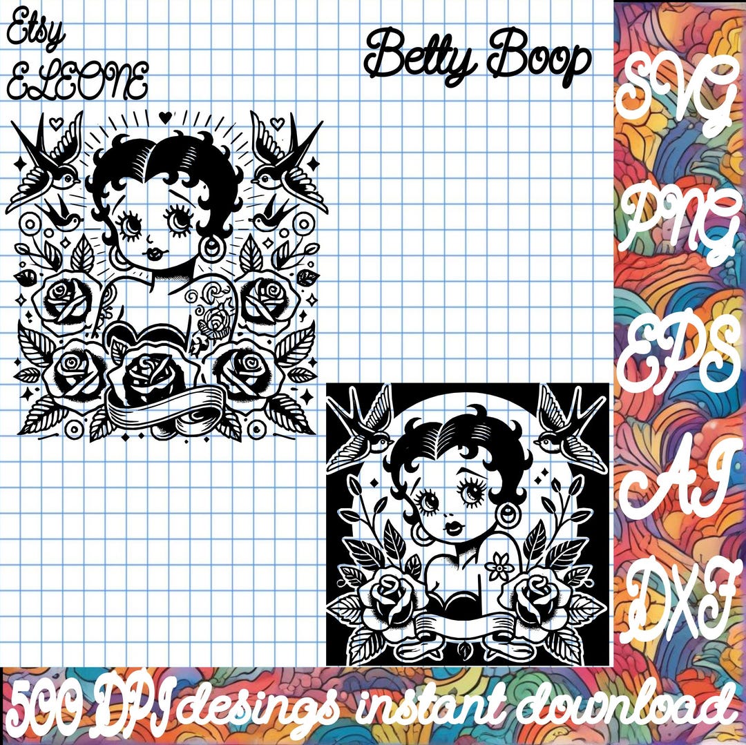 Betty Boop Tattoo Art Style SVG | Retro Tattoo-inspired Betty With ...