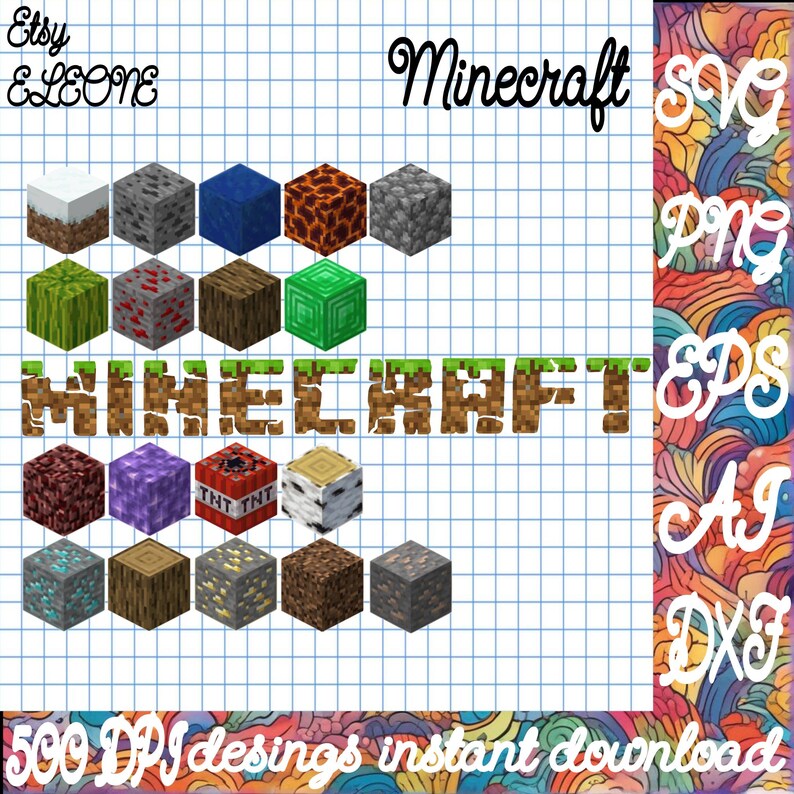 Minecraft SVG Bundle Pixel Art Svg for Laser Cutting Crafting Files for ...