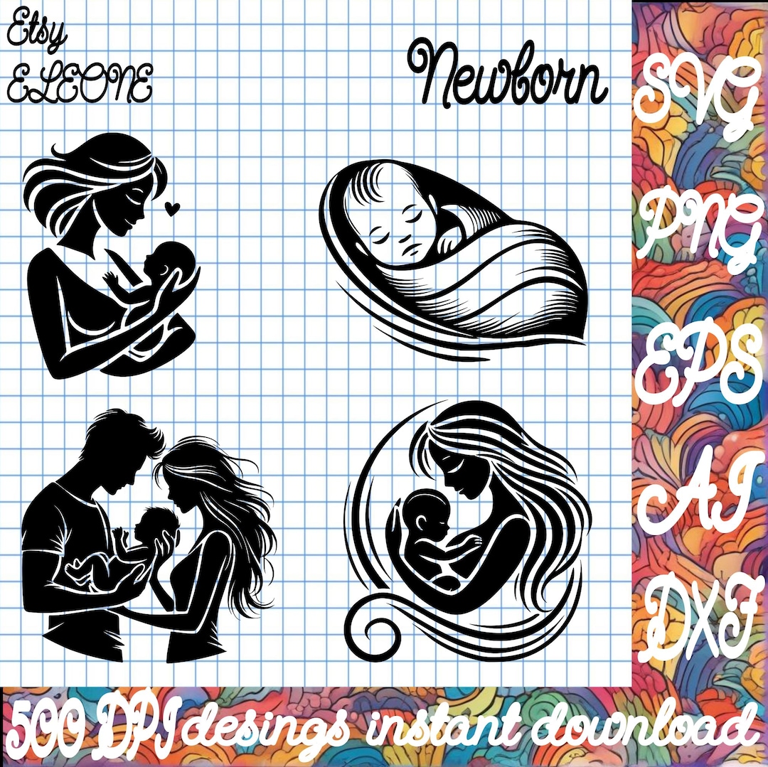 Newborn Baby Silhouette SVG Png DXF Ai EPS | Cutting File for Cricut ...