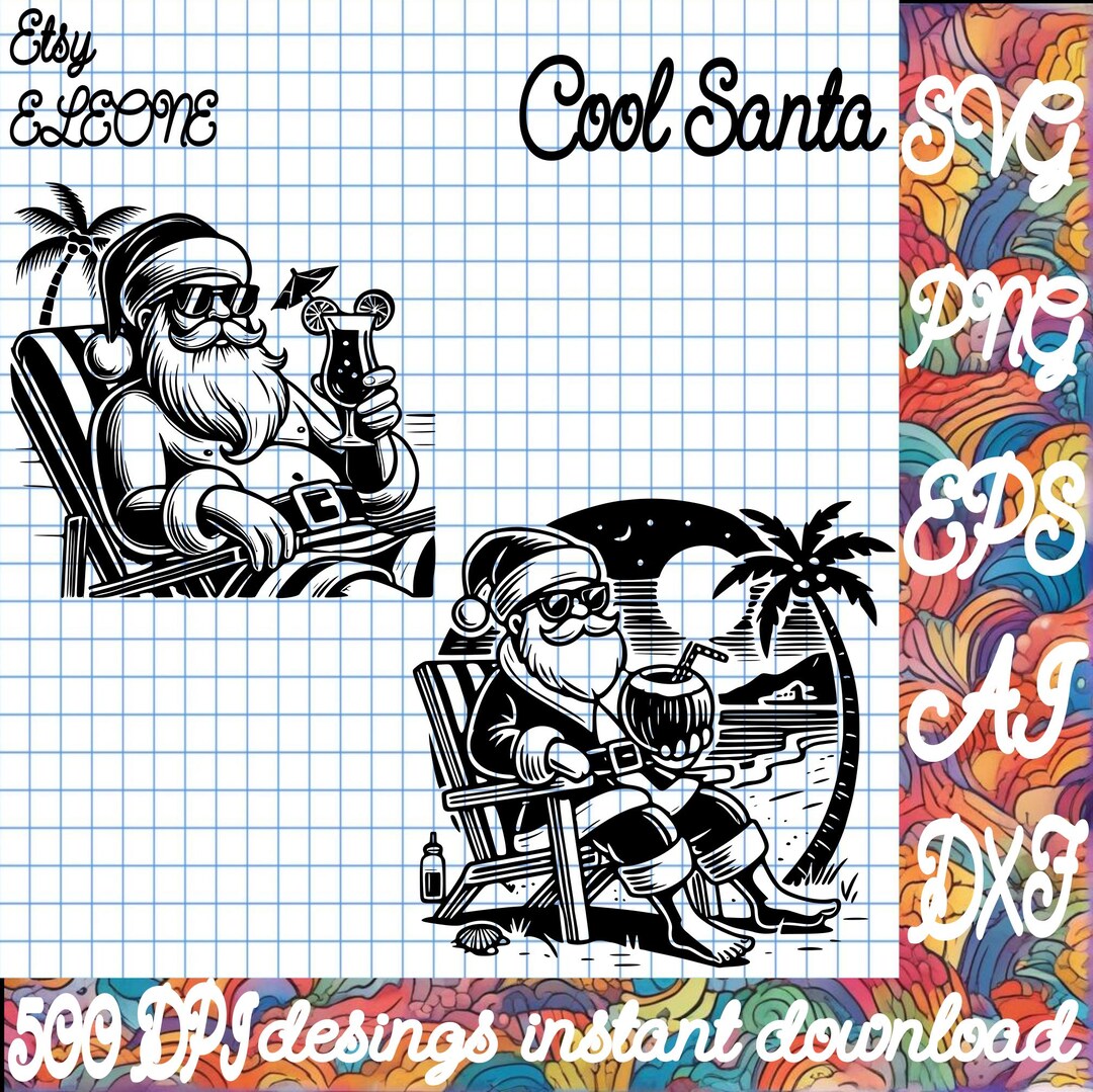 Cool Santa Svg, Funny Christmas Svg Files, Santa With Sunglasses Svg ...