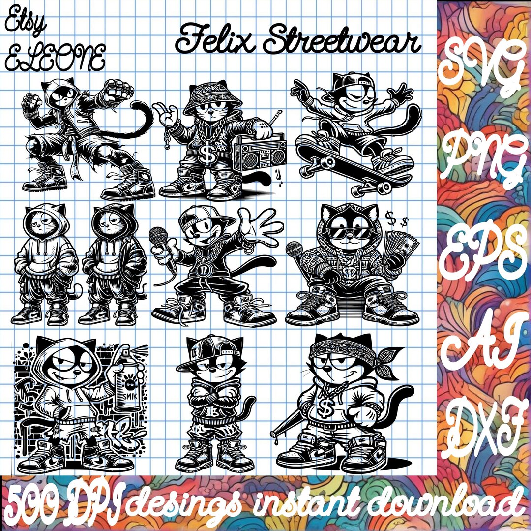 Felix Streetwear SVG, Felix Vector File, Cartoon Character Cutting File ...