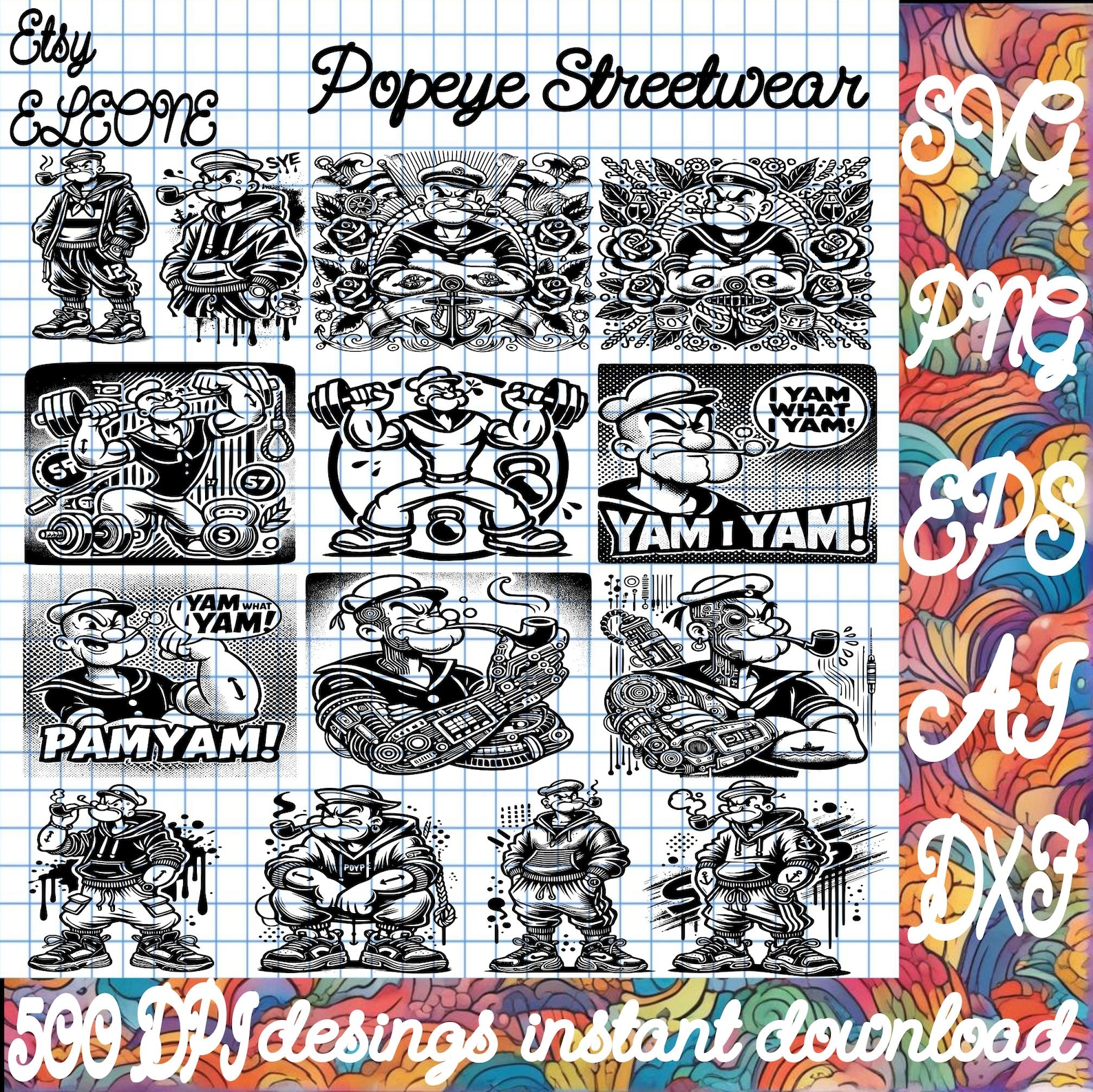 Streetwear Popeye SVG - Trendy Urban Popeye in Oversized Hoodie ...