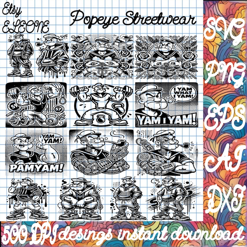 Streetwear Popeye SVG - Trendy Urban Popeye in Oversized Hoodie ...
