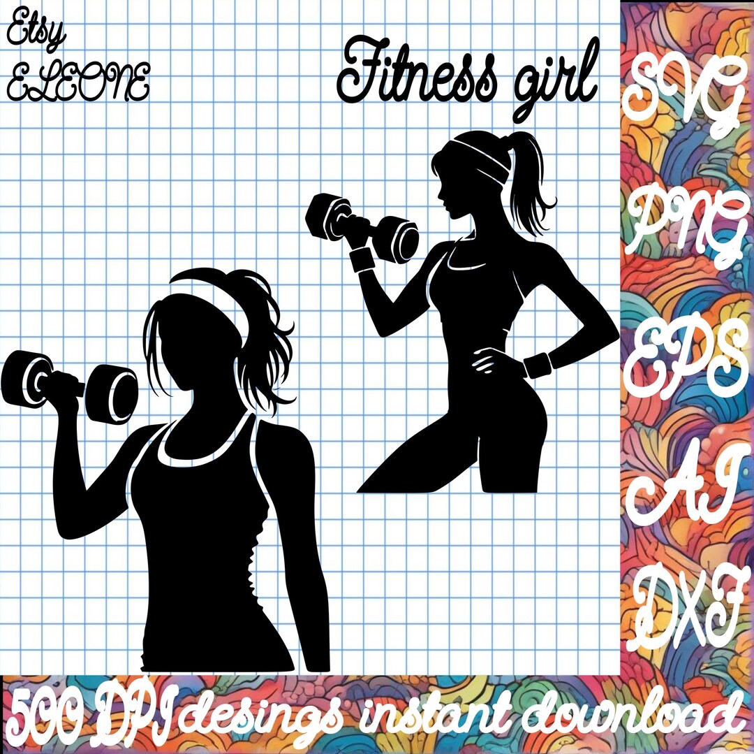Fitness Girl Svg Fitness Girl Svg File-fitness Girl With Dumbbells ...
